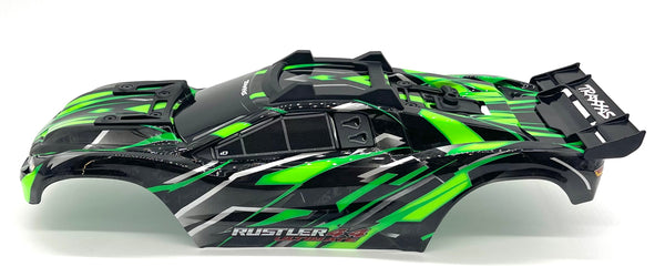 RUSTLER ULTIMATE - BODY Shell (Black and Green Cover Shell decals Trax ...
