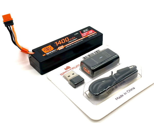 Losi Nascar Grom - Battery & Charger 1400Mah 2s 7.4v lipo typhon LOS11 ...