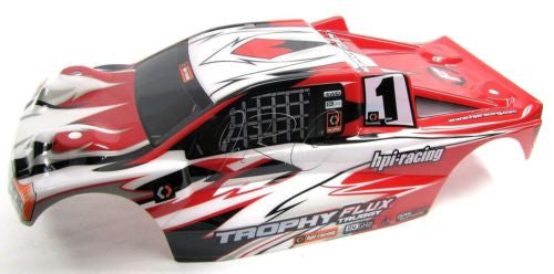 TROPHY Truggy BODY shell cover, Red White Black & decals 101808 (HPI f ...