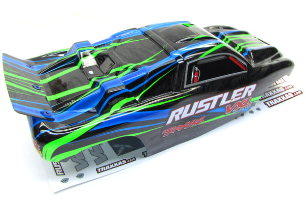 RUSTLER VXL Painted GREEN BODY shell (cover ProGraphix trimmed rtr Tra ...