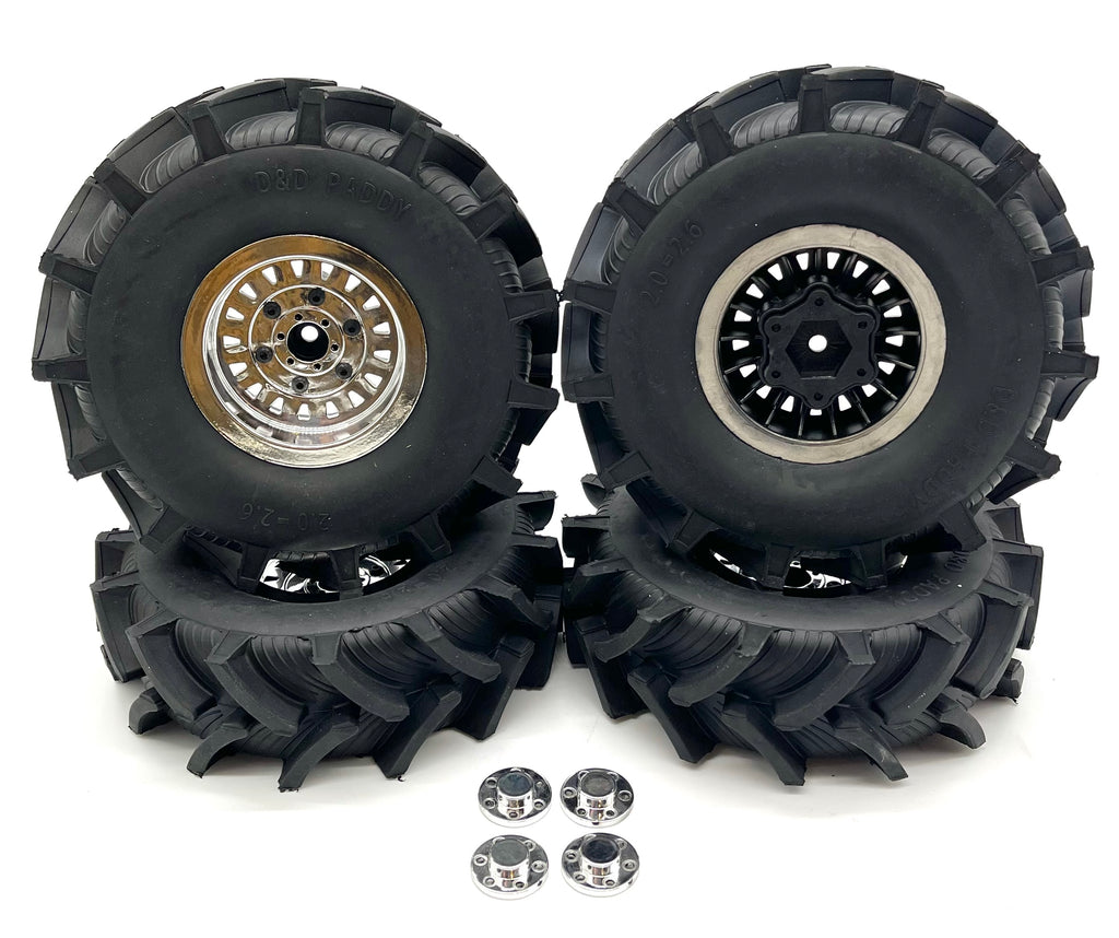 Losi LMT Bog Hog TIRES (Set of 4 Tyres Chrome Rims Wheels) LOS04024 ...