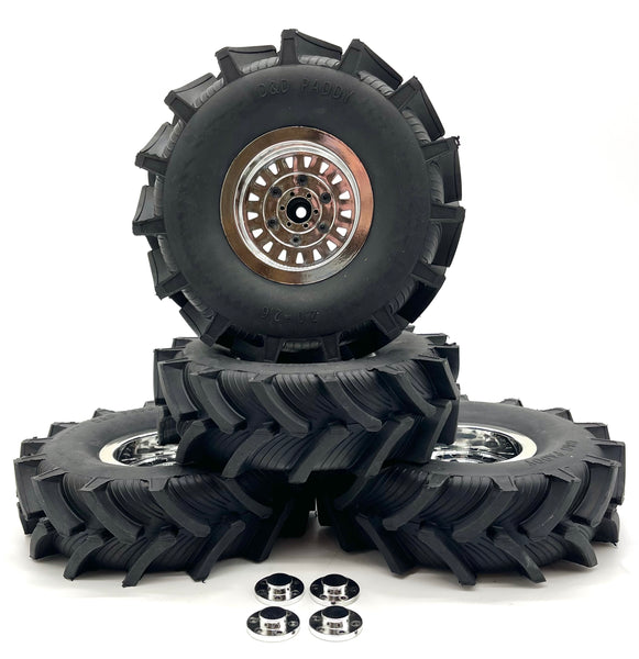 Losi LMT Bog Hog TIRES (Set of 4 Tyres Chrome Rims Wheels) LOS04024 ...