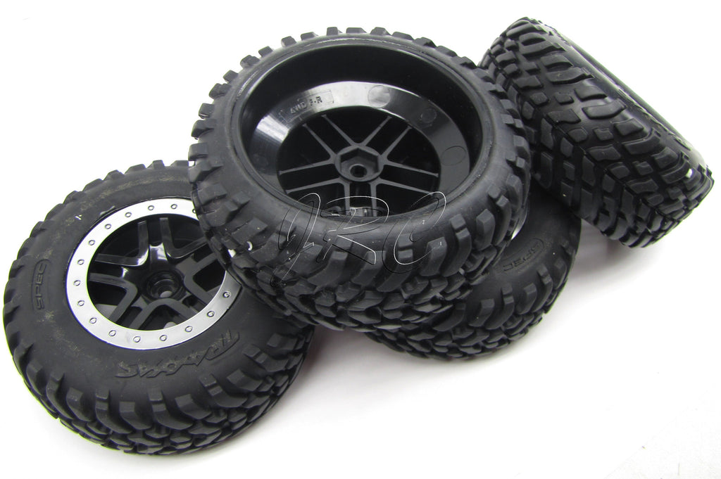 Nitro Slash TIRES, Black wheels & Silver beadlock ( 4 frt/rear) 44056 ...