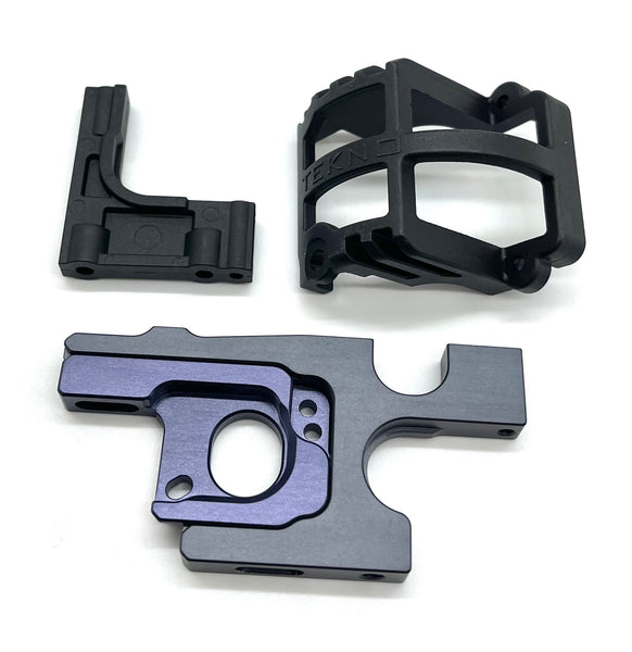 Tekno ET48 MOTOR MOUNT (Annodized alum 2 piece w/composite diff mount ...